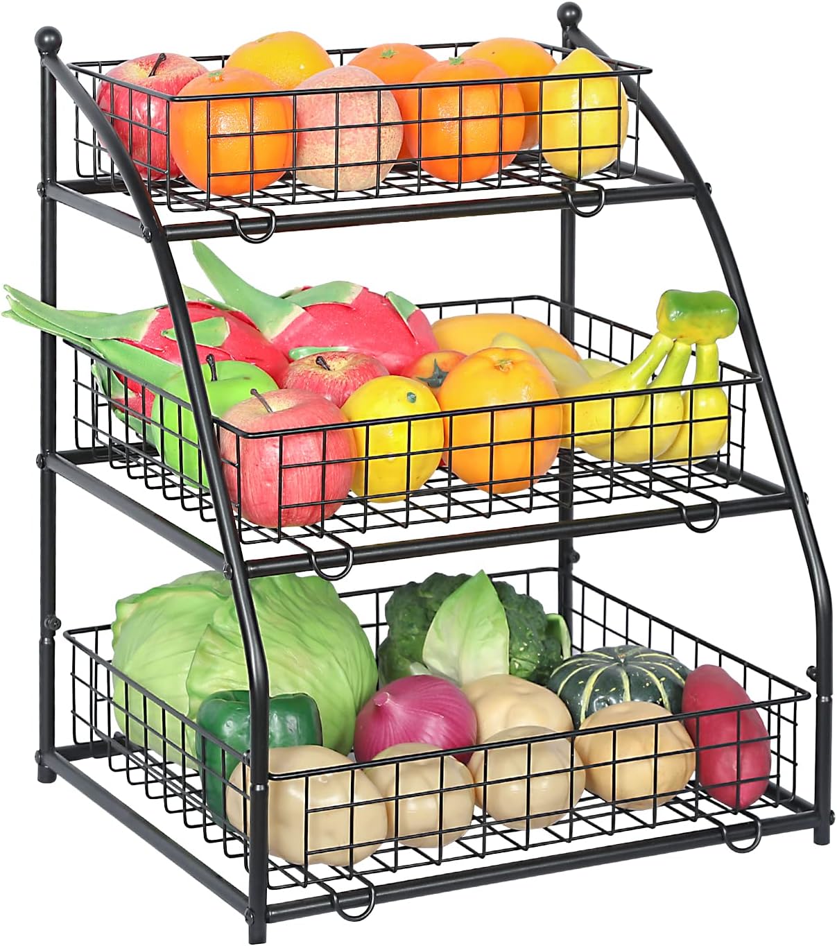 Amazon.com: Simple Trending 3 Tier Fruit Basket Metal Wire with 4 ...
