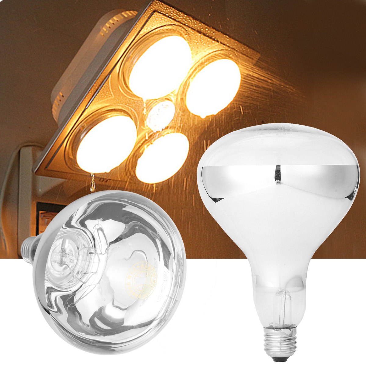 E27 275W Infrared Heat Bulb for Ceiling Exhaust Fan Bathroom Heater ...
