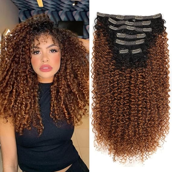 Amazon.com : BHF 26 inch Kinky Curly Clip In Hair Extension, Double ...
