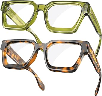 VISOONE 2 Pack Blue Light Blocking Glasses Rectangle Frame and Chic ...