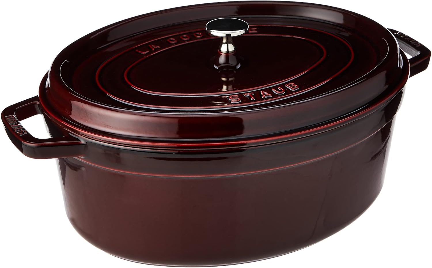Staub Cast Iron Roaster/Cocotte, Oval 33 cm, 6.7 L, Grenadine : Amazon ...