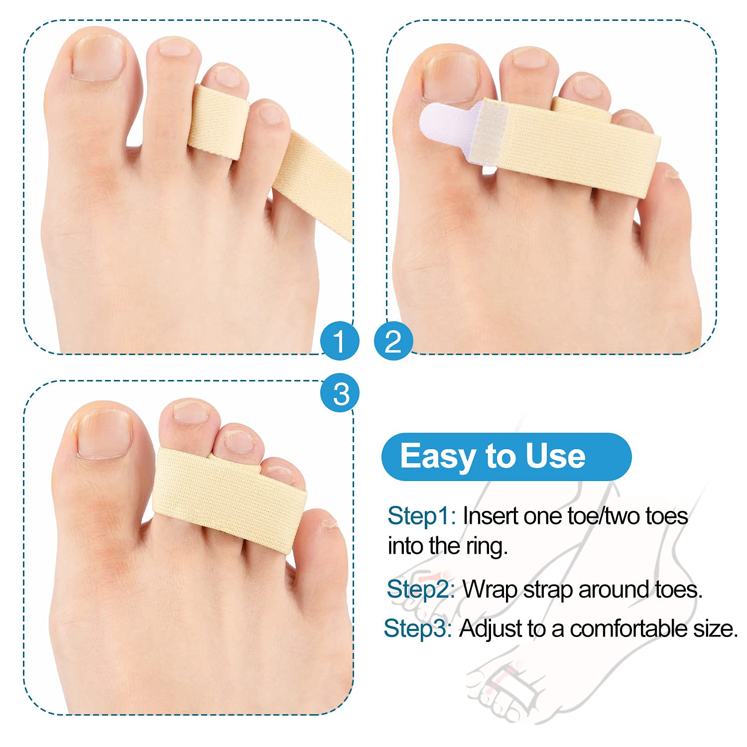 Sumiwish Toe Straightener Bandages, 10 Packs of Toe Wraps, Toe Splints ...