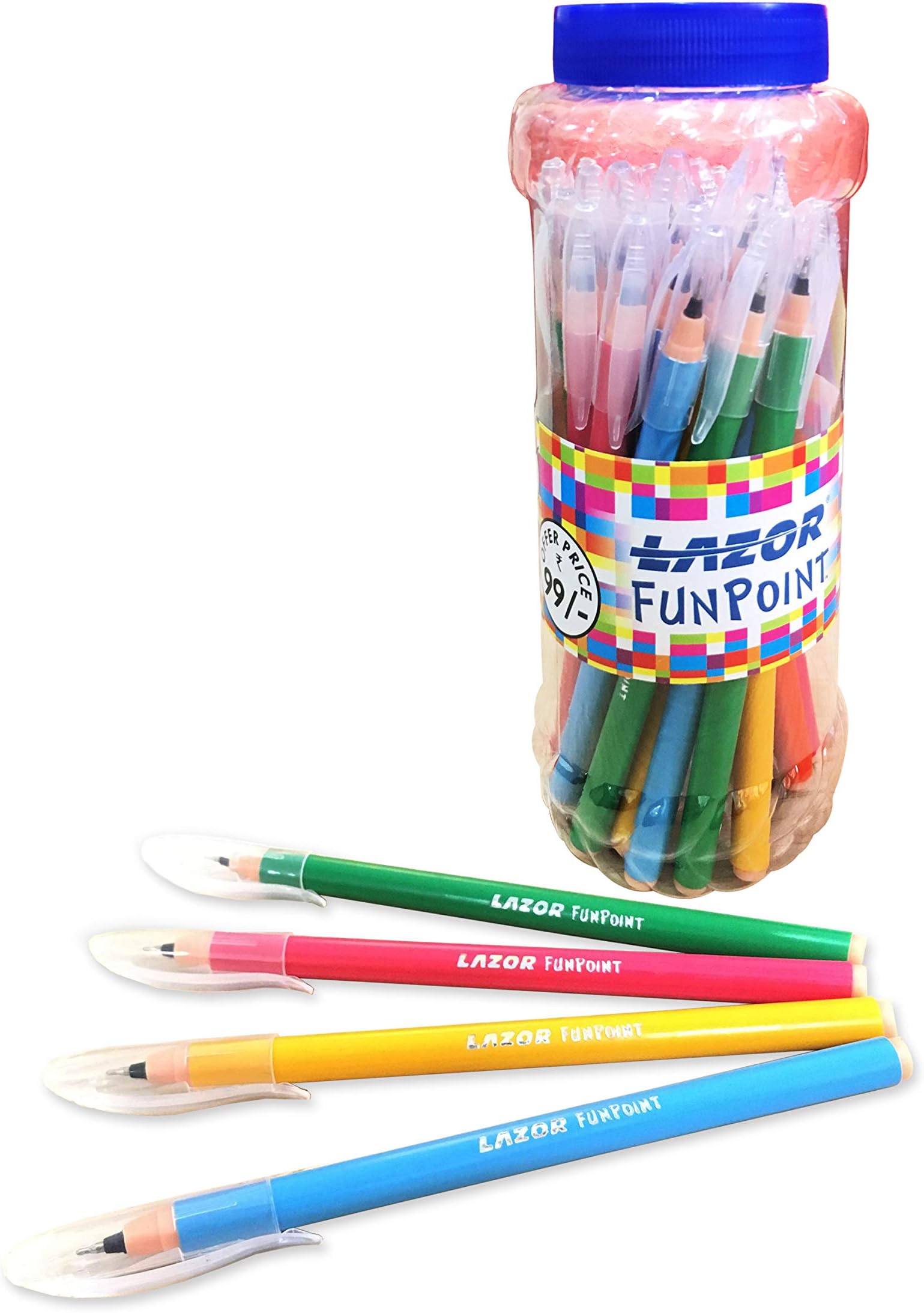 Linc Lazor Funpoint Ball Pen | Blue Ink | Jar of 25 Pens : Amazon.in ...