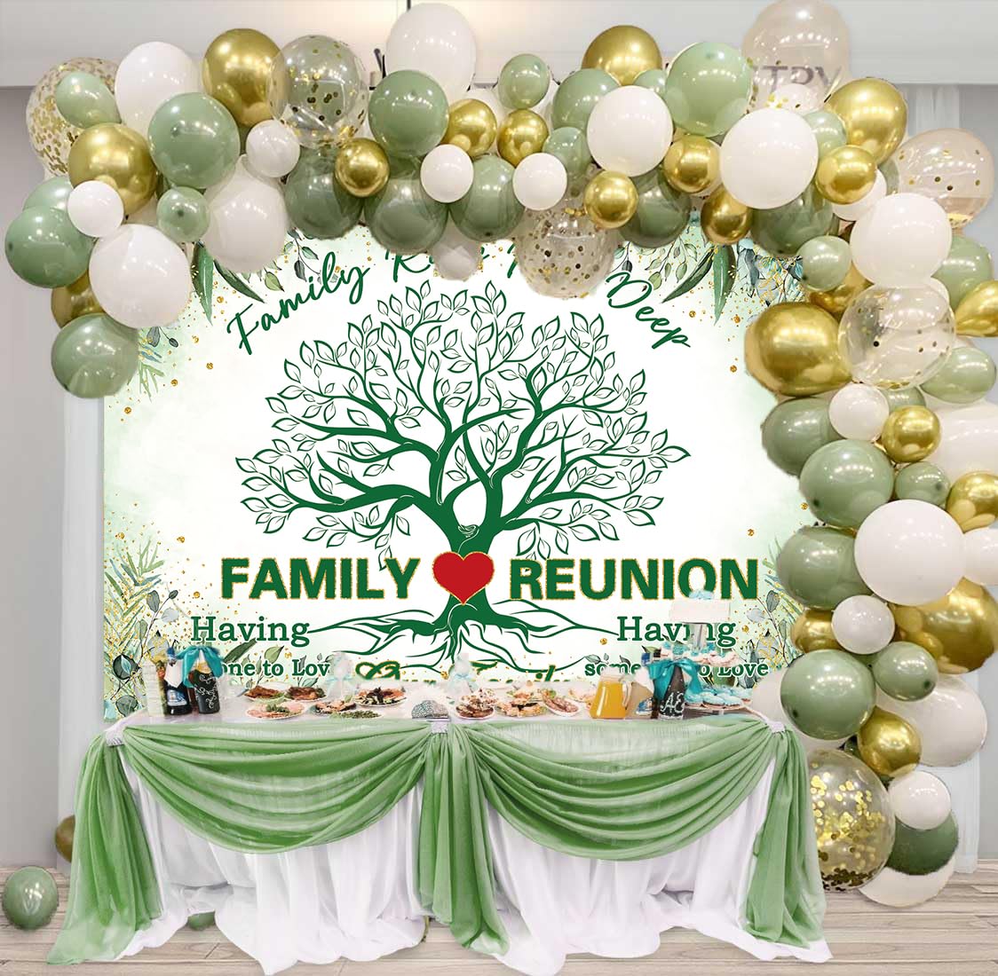 Snapklik.com : Family Reunion Backdrop 8x6FT Green Our Family Tree ...