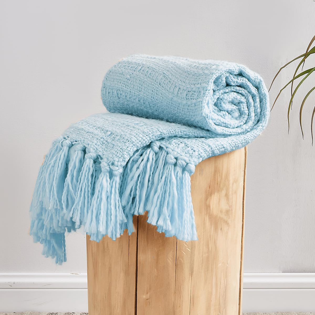 HORIMOTE HOME Chunky Knit Oversized Light Blue Throw Blanket for Couch ...