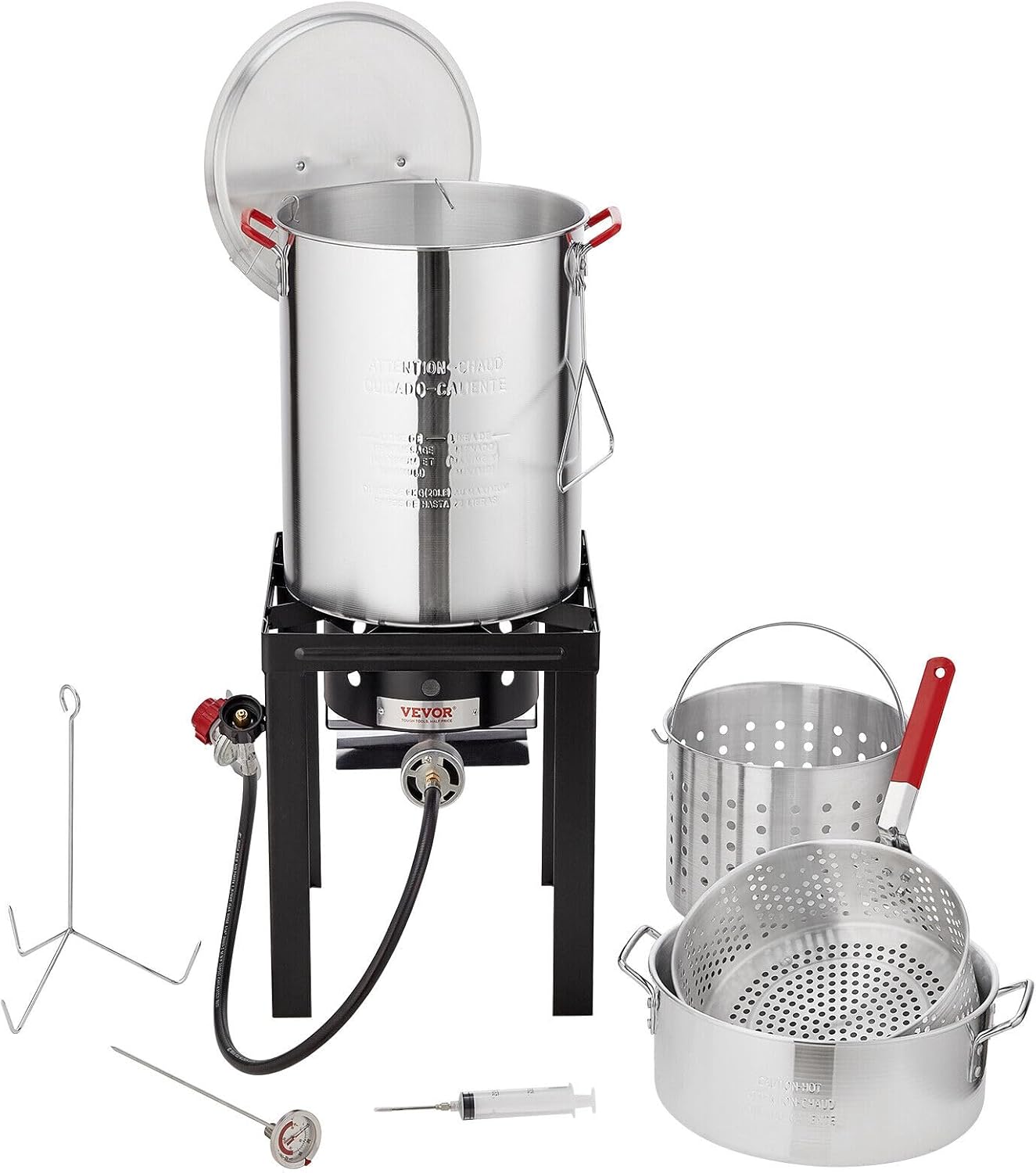 Amazon.com: 30Qt Aluminum Turkey Deep Fryer Kit Steamer Stock Pot ...