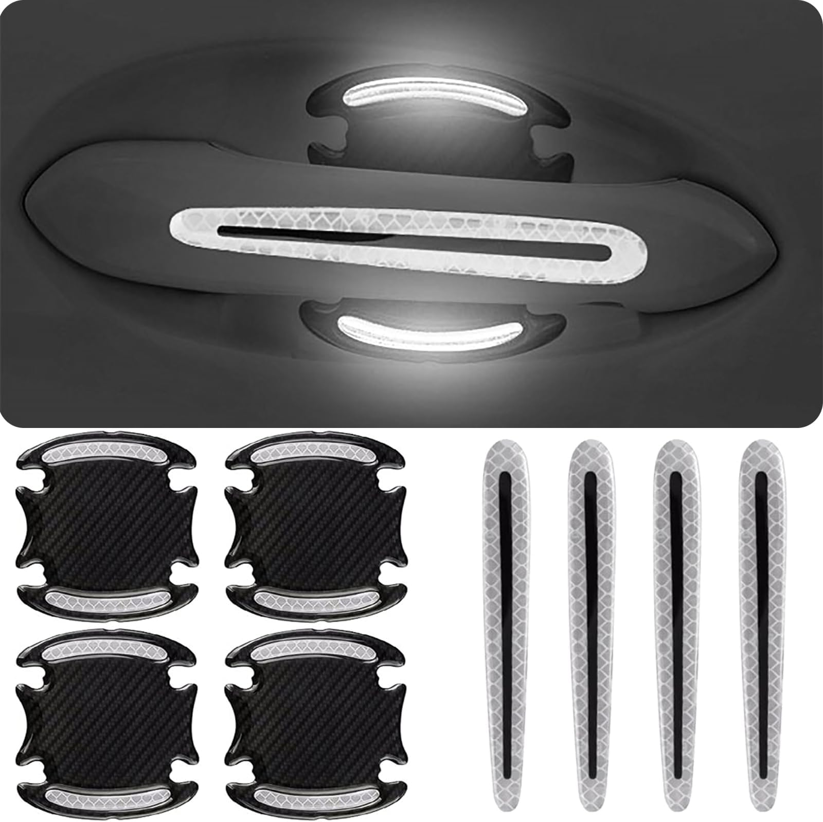 Amazon.com: Car Door Handle Bowl Sticker, 8 Pcs Carbon Fiber Anti ...