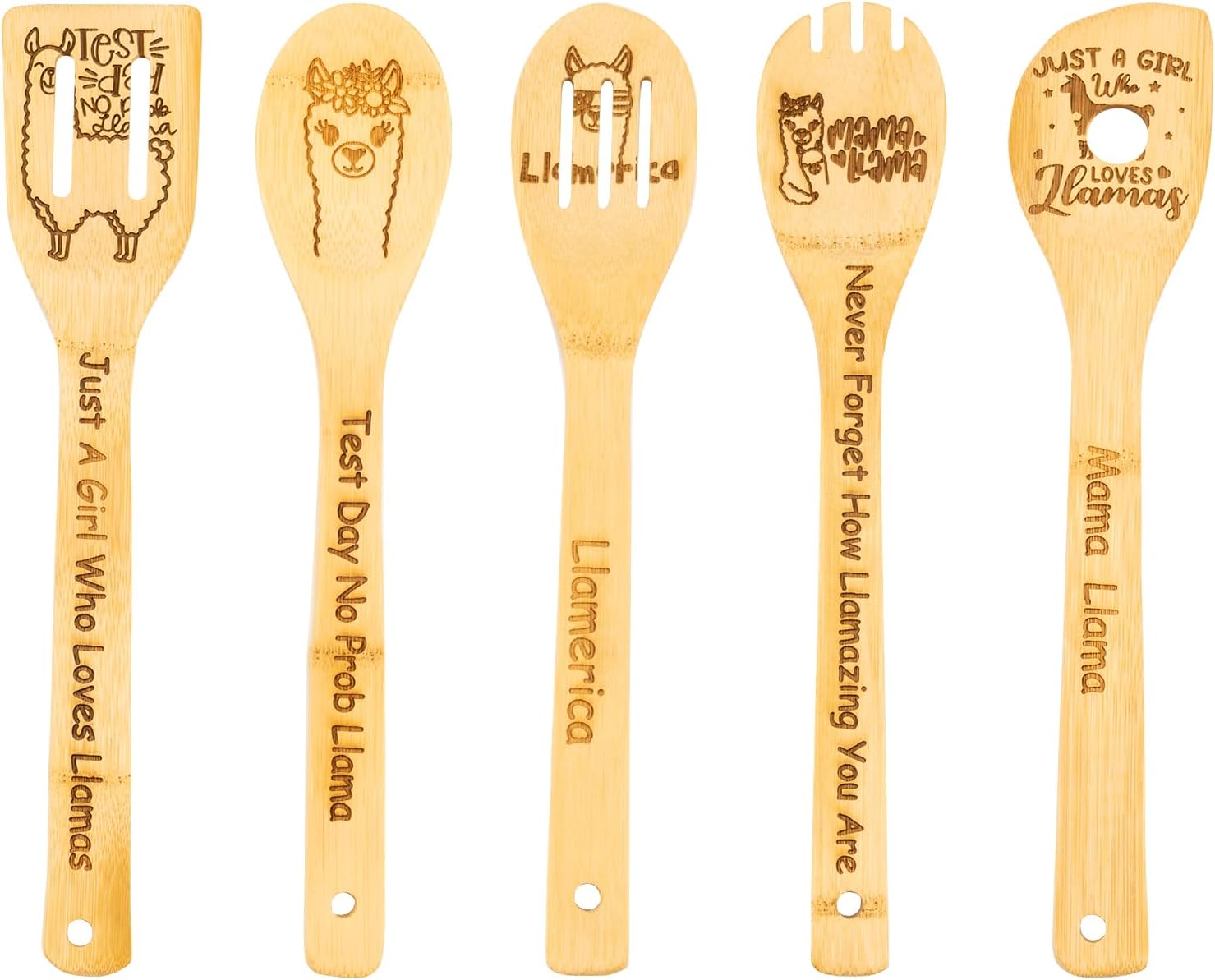 Amazon.com: 5PCS Llama Wooden Cooking Spoons Llama Gifts Llama Decor ...