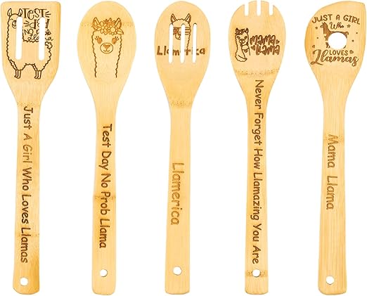 Amazon.com: 5PCS Llama Wooden Cooking Spoons Llama Gifts Llama Decor ...