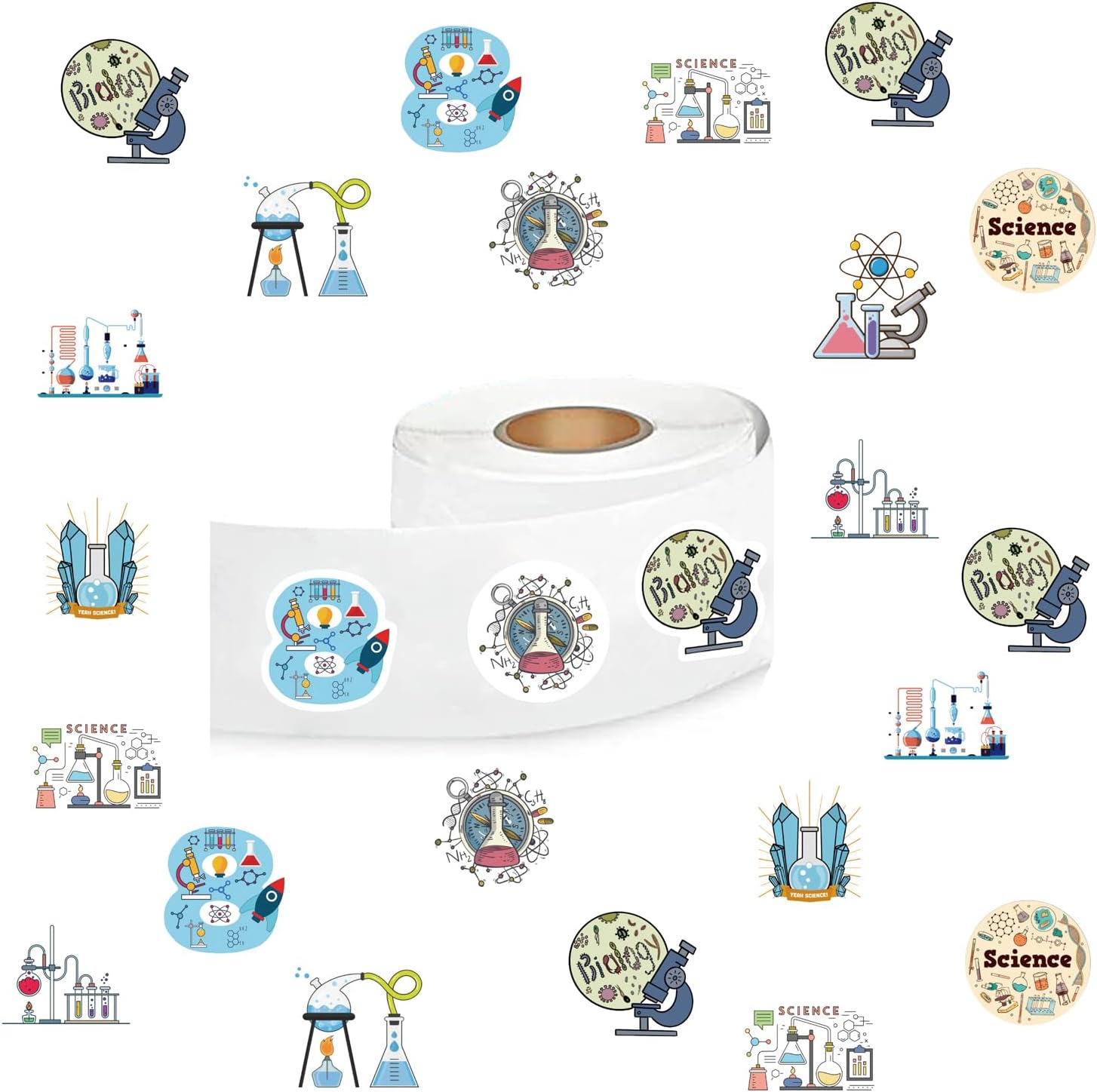 Amazon.com: 500Pcs Science Stickers, 1 Inch Labels with 10 Patterns ...
