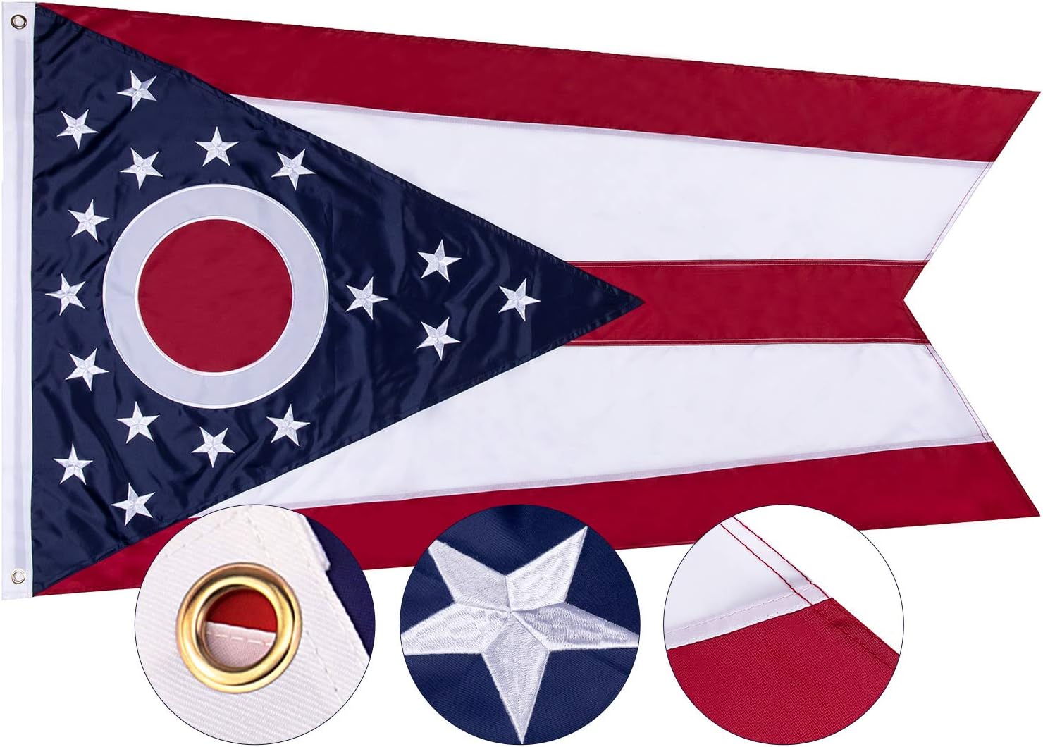 Amazon.com : FLAGBURG Ohio State Flag 3x5 ft, OH Flag 5x3ft, The ...