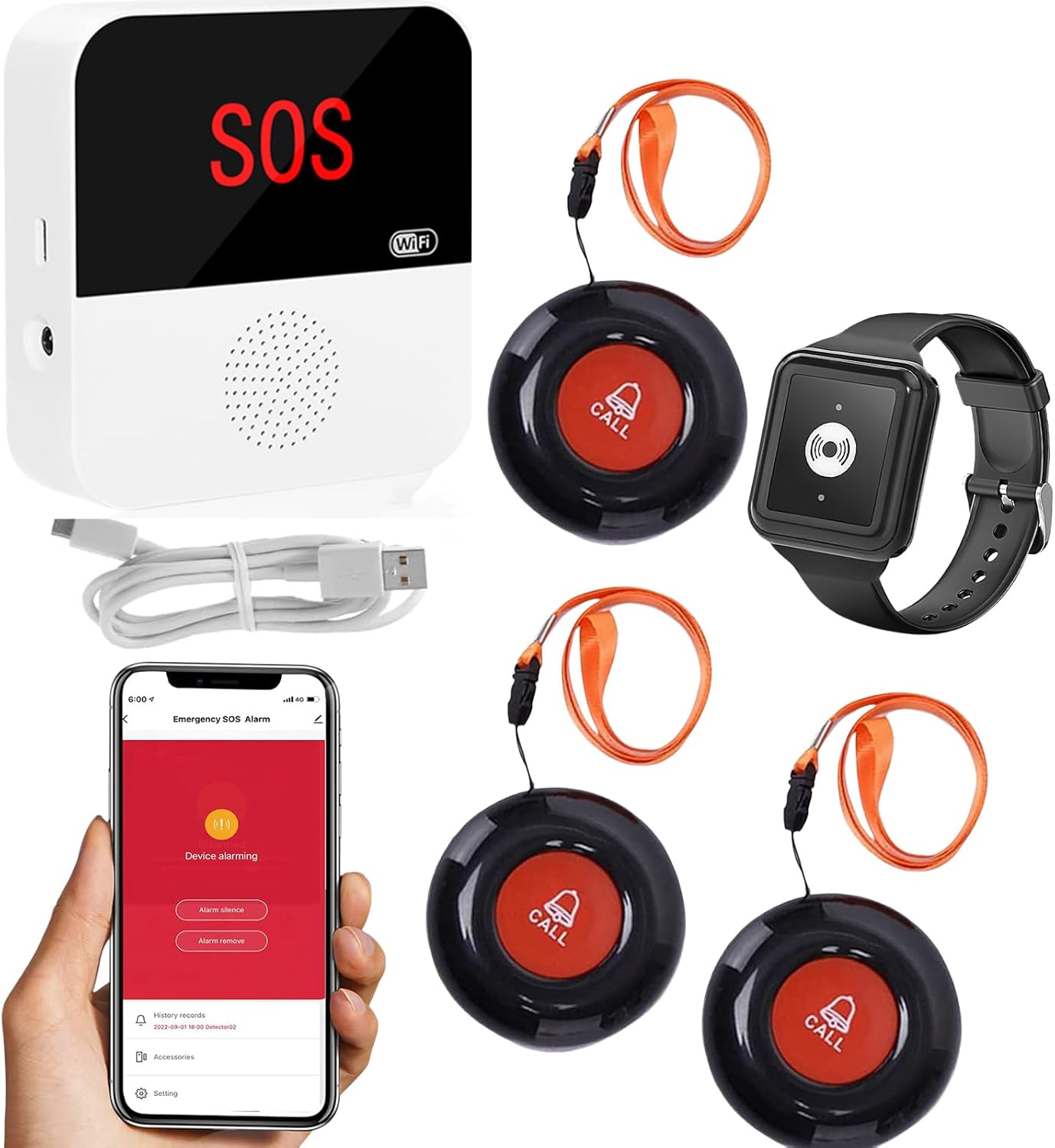 Amazon.com: WiFi Wireless Caregiver Pager Call Button System Emergency ...