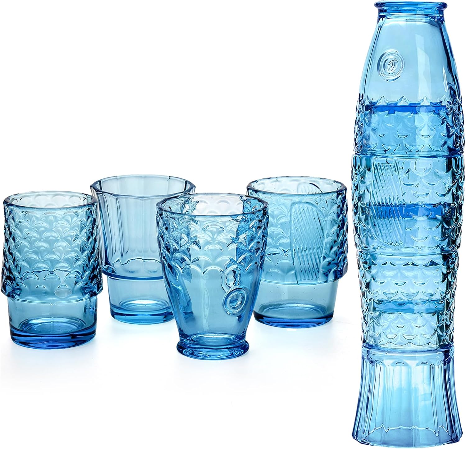 Amazon.com | Frcctre Set of 4 Koi Fish Design Drinking Glasses ...