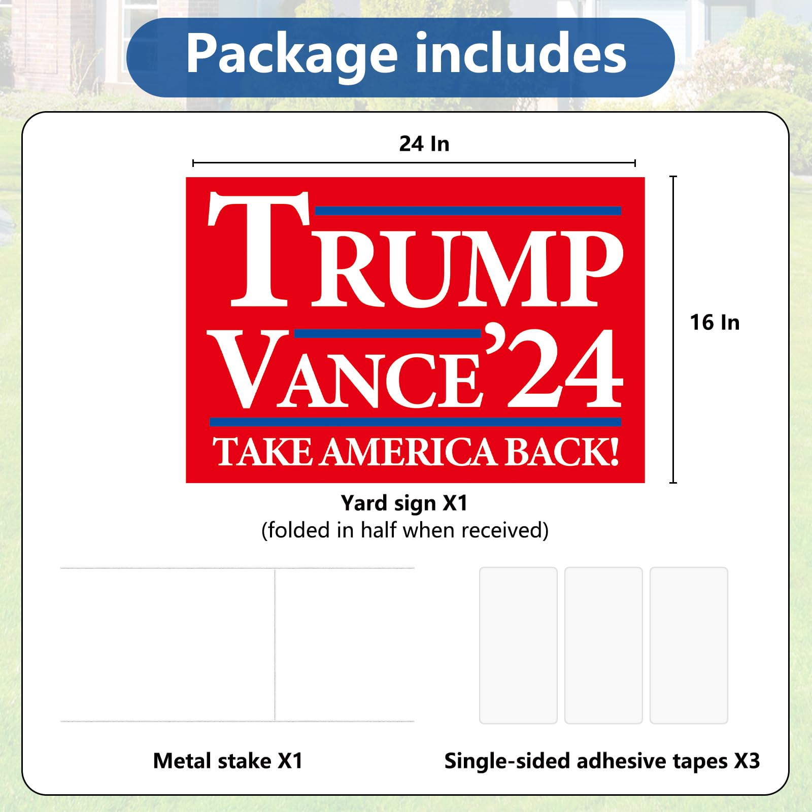 Snapklik.com : Probsin Trump Vance 2024 Yard Sign Double Sided 16" X 24 ...
