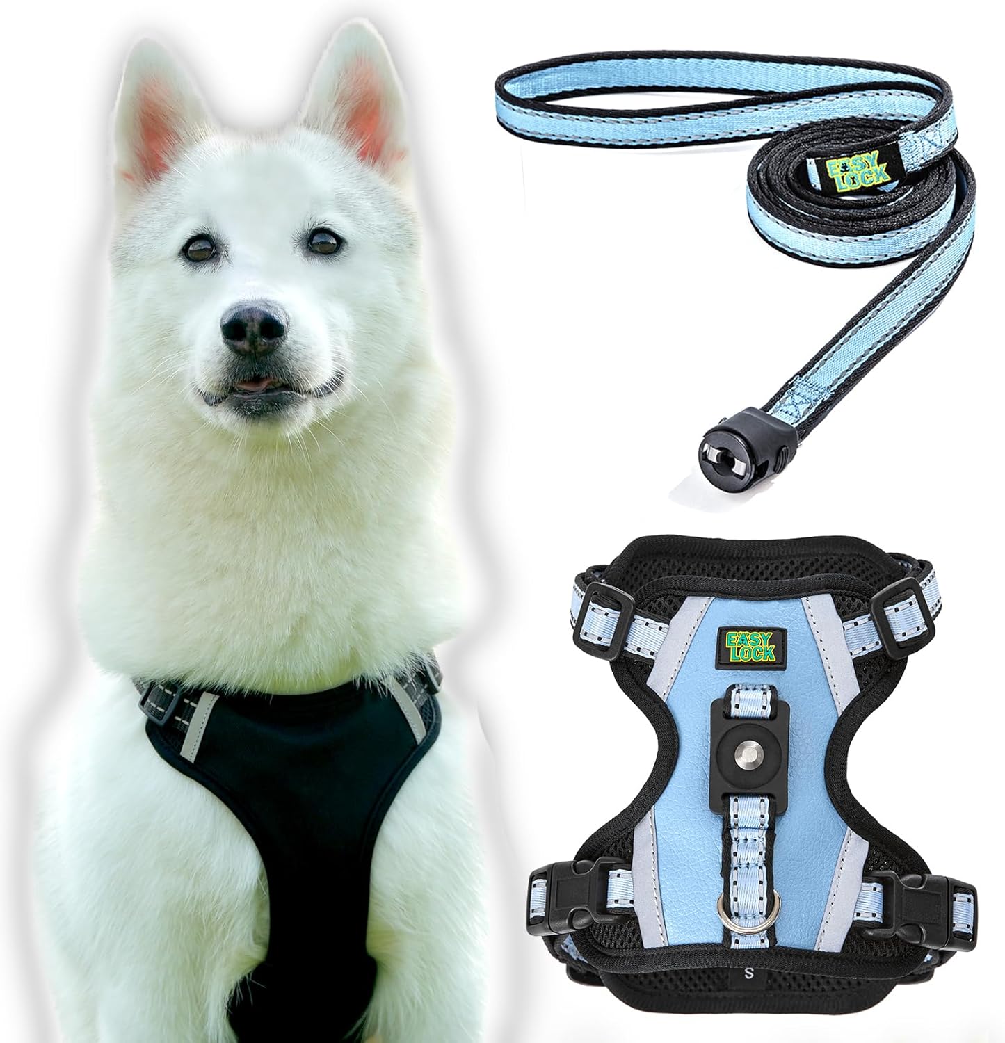 Amazon.com : Easy Lock Dog Harness and Leash Set for Small Large Dogs ...