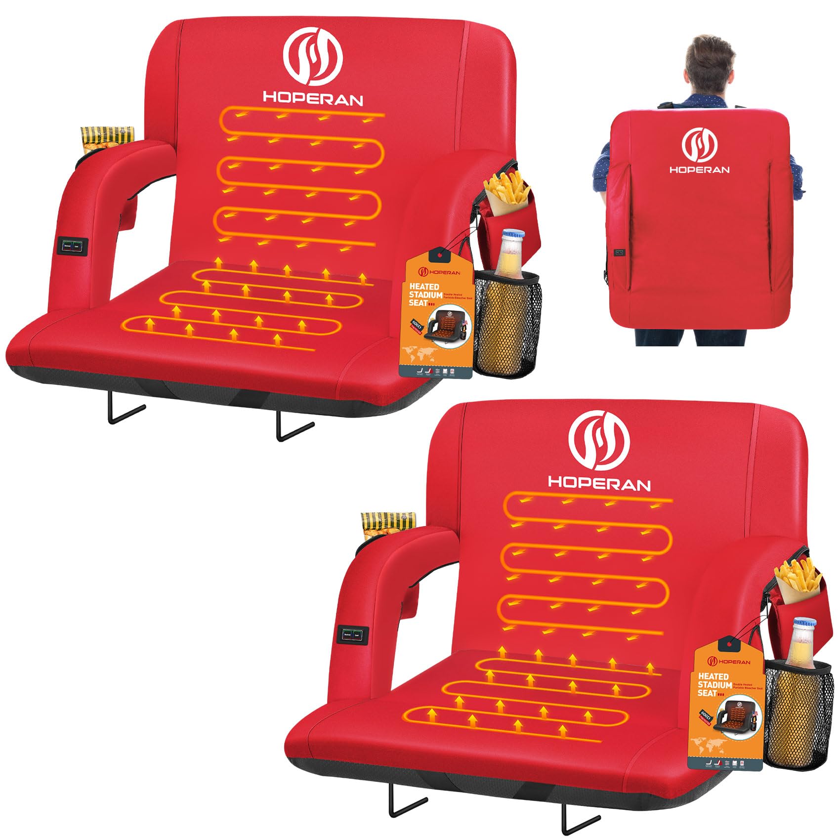 Snapklik.com : HOPERAN 25" 2pcs Dual-Sided Heated Stadium Seats For ...