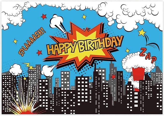 Amazon.com : Allenjoy 7x5ft Superhero Cityscape Backdrop Comics Style ...