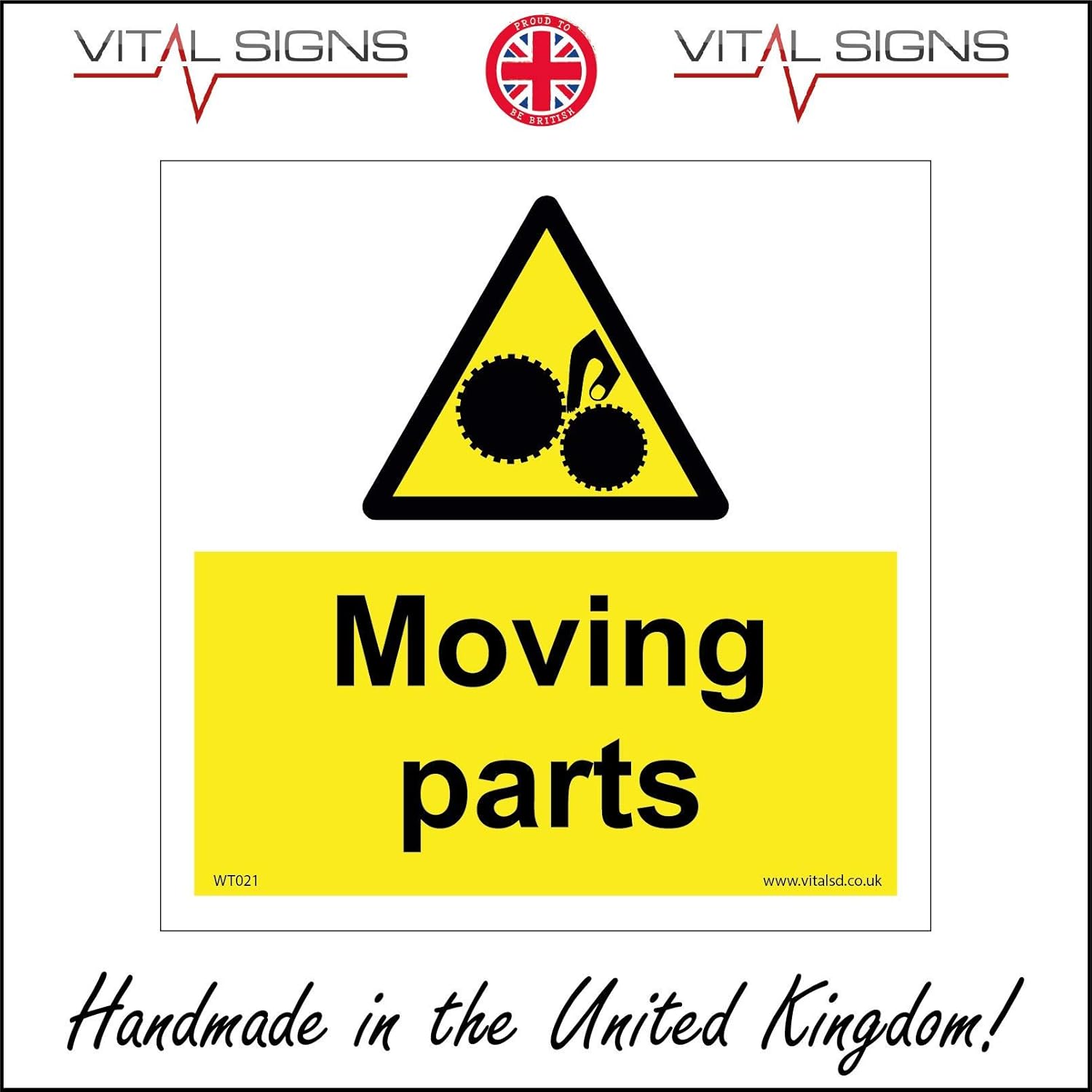 WT021 Moving Parts Sign beware risk of entrapment fingers warning ...
