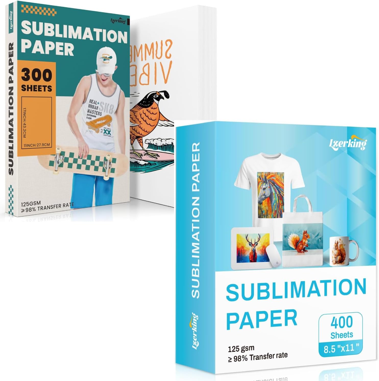 Amazon.com: Lzerking Sublimation Paper 8.5 x 11 In 400 Sheets and 11 x ...