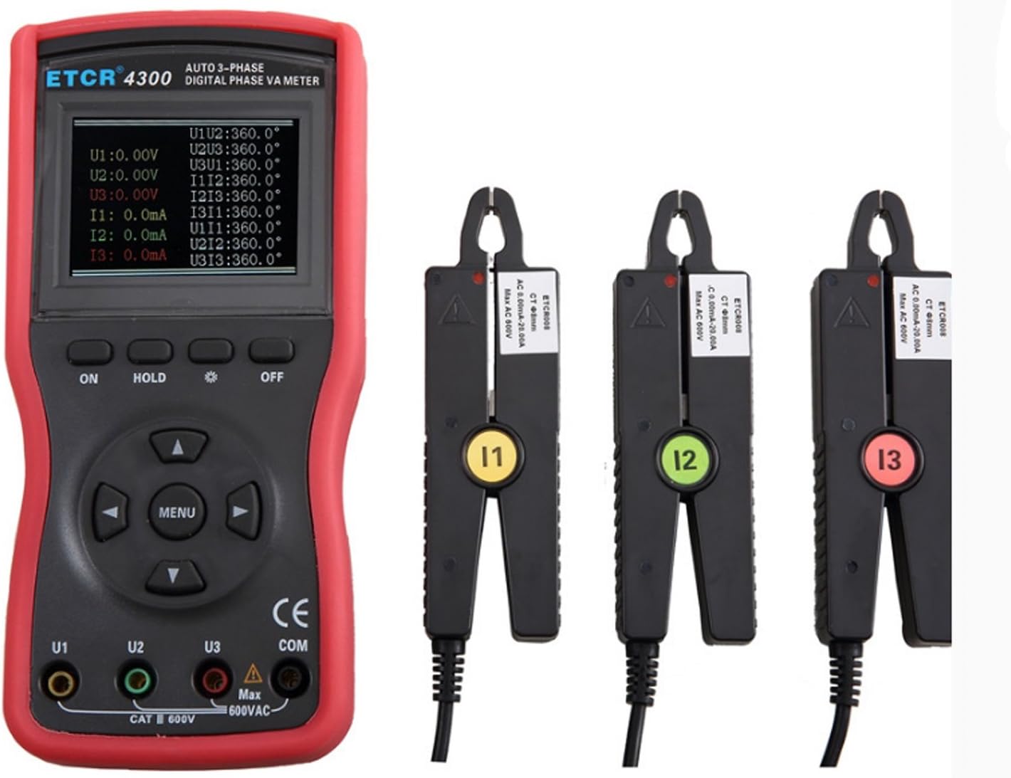 Small tip current clamp Three Phase Meter Digital Volt-ampere Meter AC ...