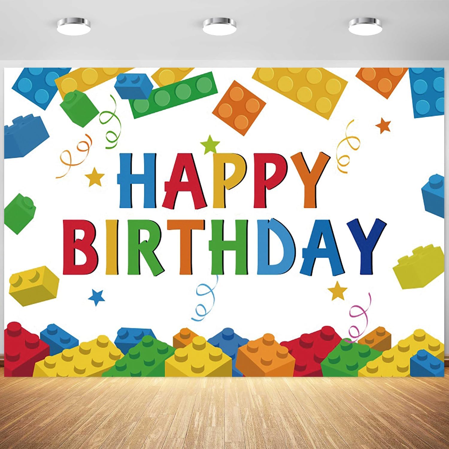 Amazon.com : 8x6ft Colorful Blocks Birthday Backdrop Blocks Theme Party ...