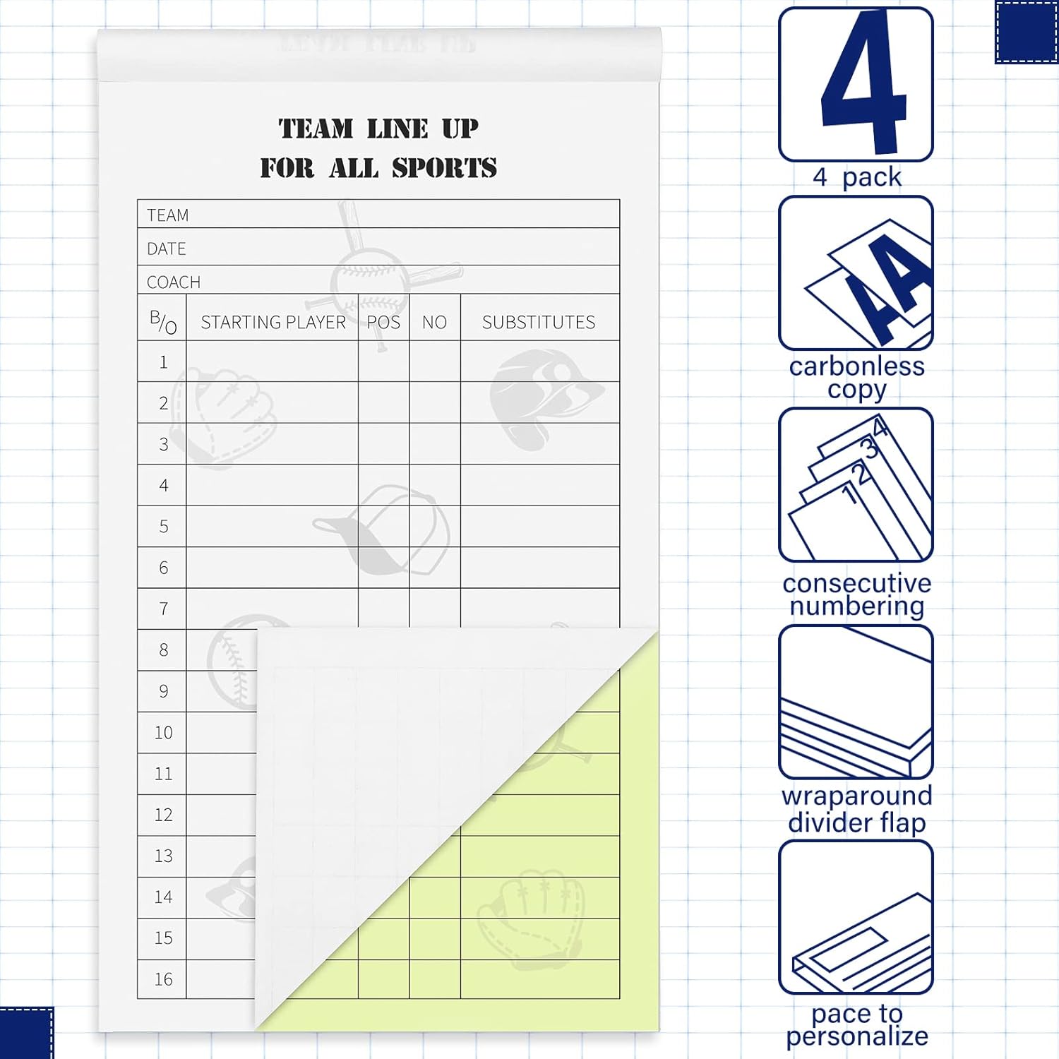 Buy Junkin 2 Pack Baseball Softball Lineup Cards, 4.53 x 7.87 Inch ...