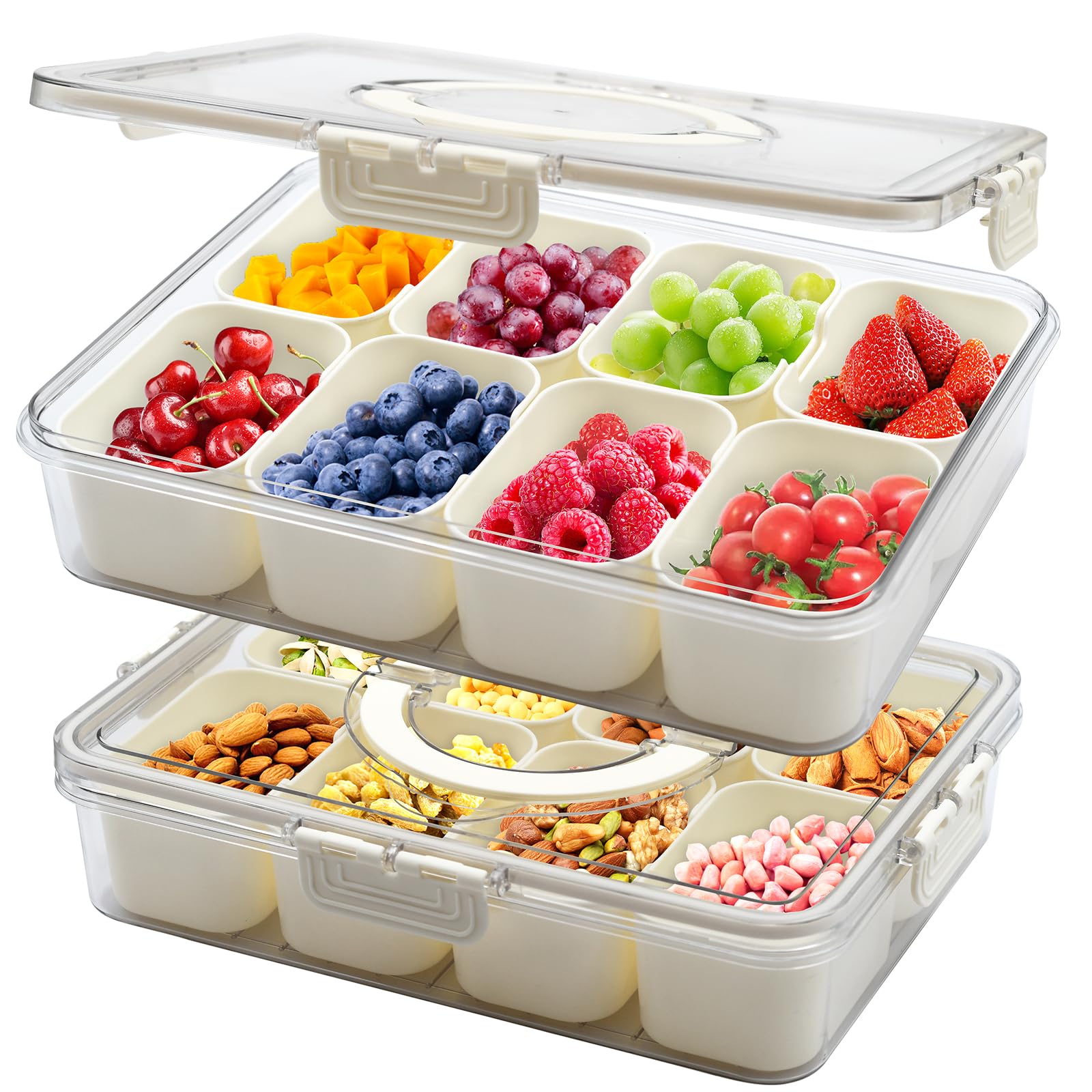 Amazon.com: 2 Pack Snackle Box with Clear Lids and Handle, Divided ...