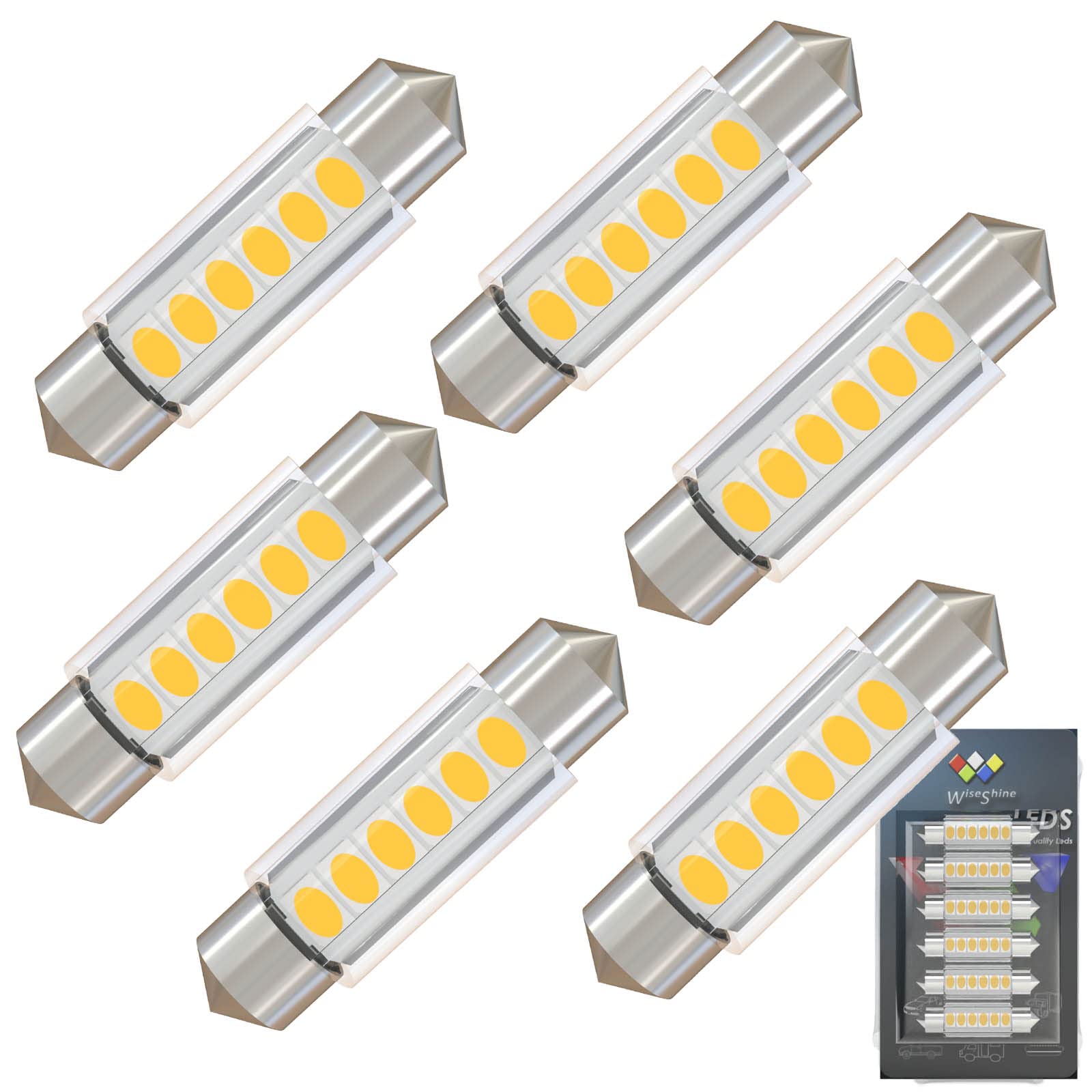 Amazon.com: Wiseshine Festoon 6418 6411 LED Bulb 38mm 39mm C5W LED ...