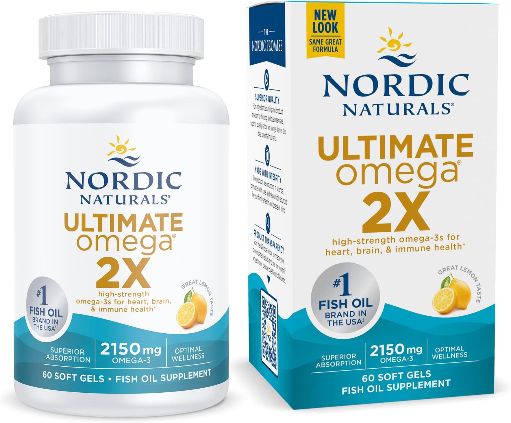 Amazon.com: Nordic Naturals Ultimate Omega 2X, Lemon Flavor - 180 Soft ...