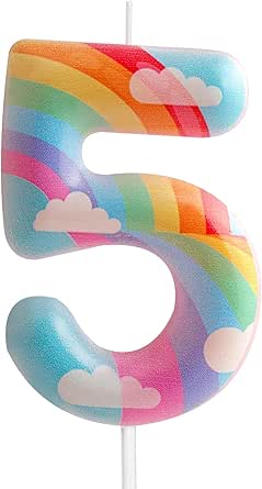 5th Birthday Candles Number 5 Pink Rainbow Birthday Party Cloud Rainbow ...