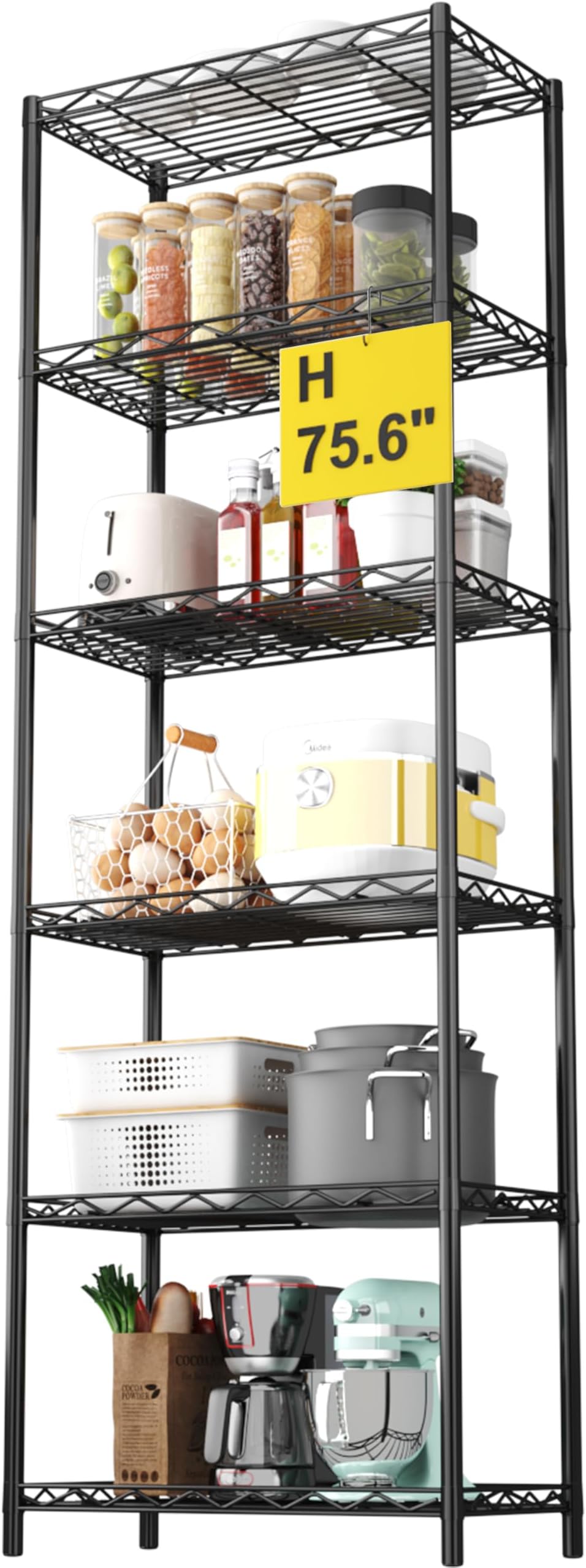 Amazon.com: HOMEFORT 6-Tier Wire Shelving, 6 Shelves Unit Metal Storage ...