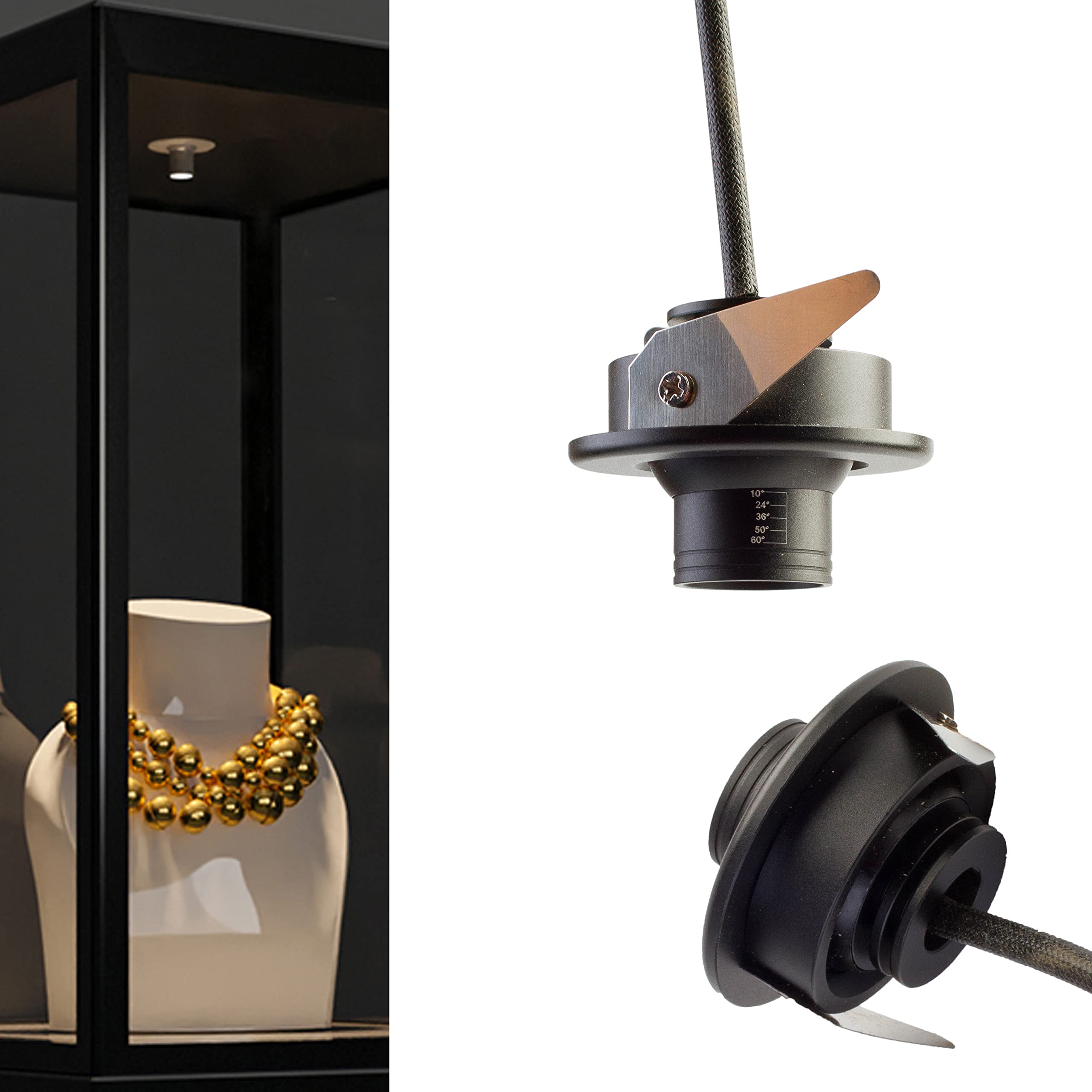 LEDupdates - Showcase LED mini spot light, 2 pack recessed adjustable ...