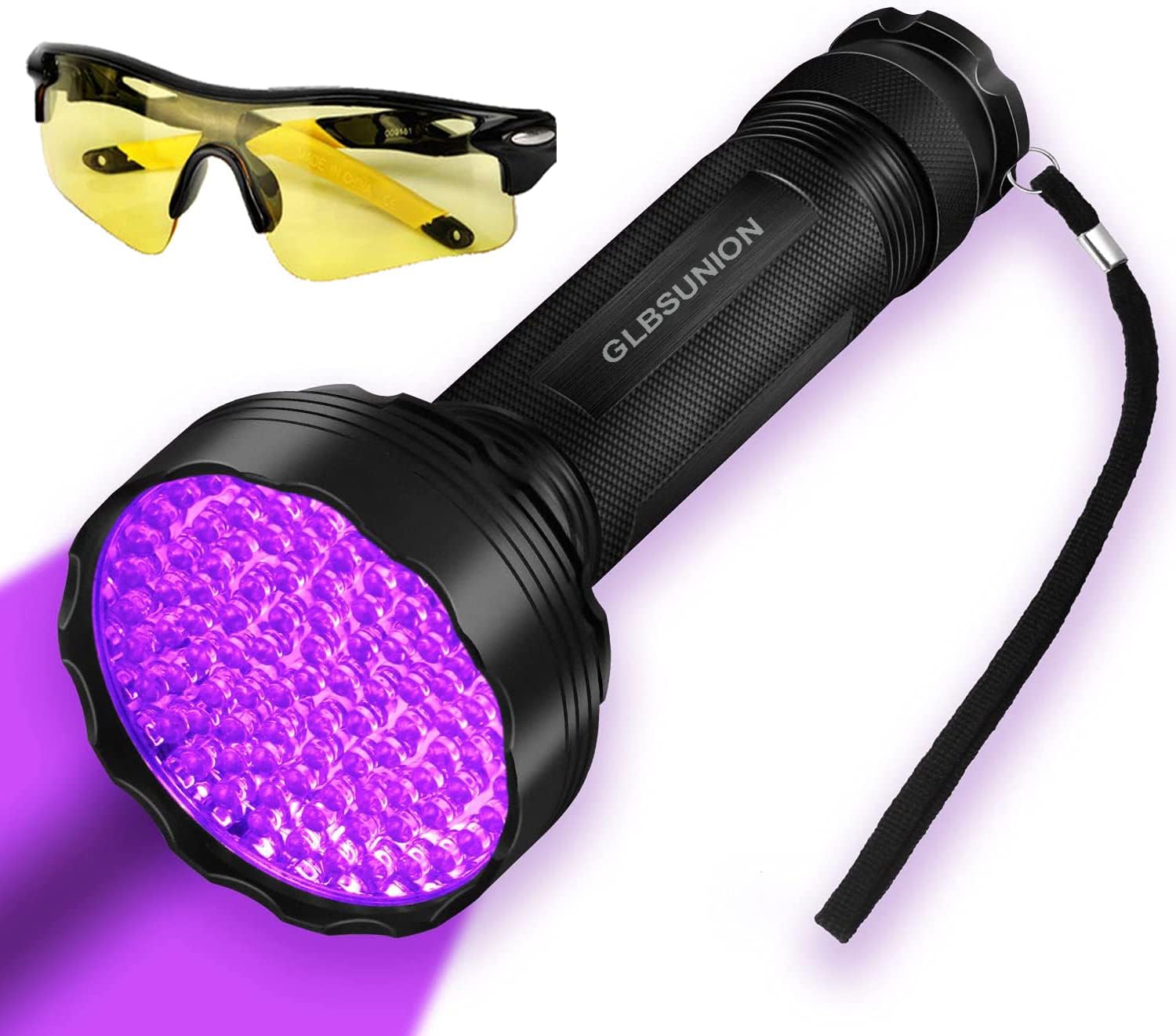 Black Light UV Flashlights with UV Protective Glasses, 100 LED 395 NM ...