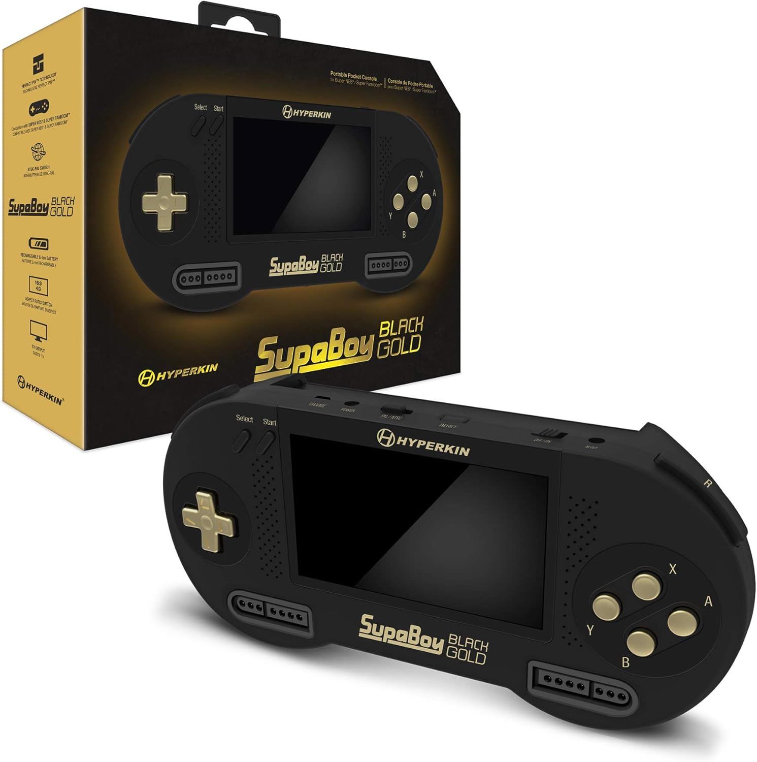 Hyperkin SupaBoy BlackGold Portable Pocket Console for Super NES: Super ...