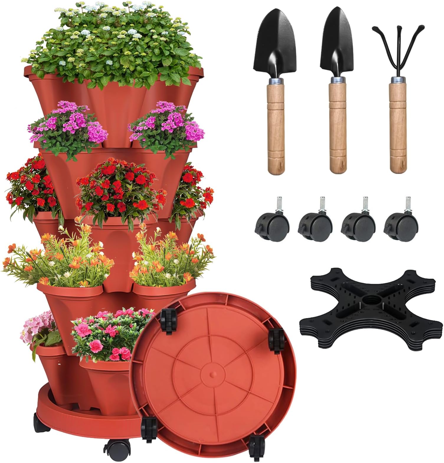 Amazon.com: Vertical Strawberry Planter-5 Tier Tower Stackable Herb ...