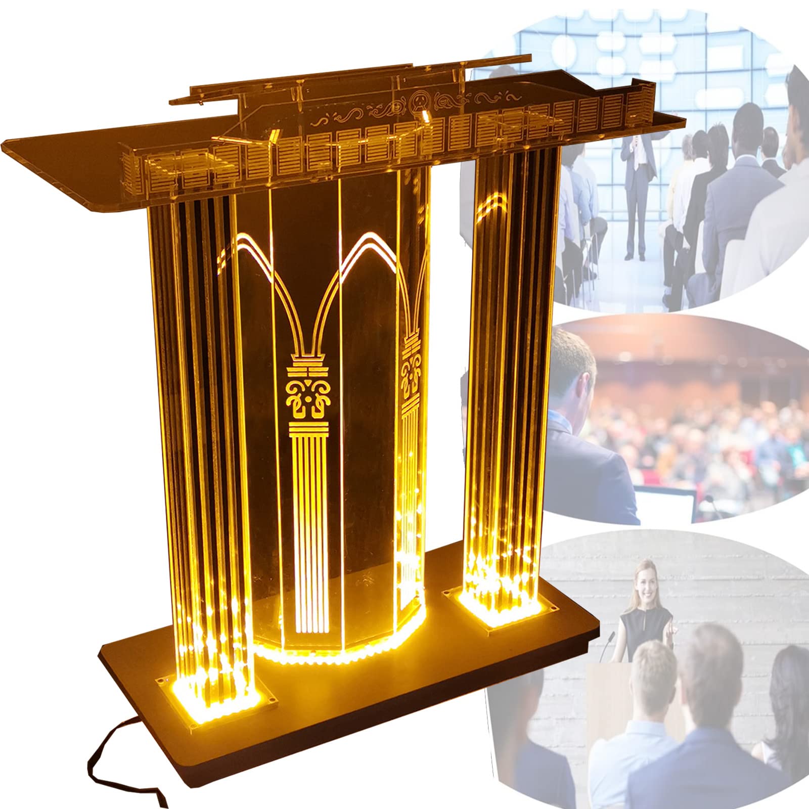 Buy Podium Presentation Lectern Stand, Luxury Golden Church Standing ...