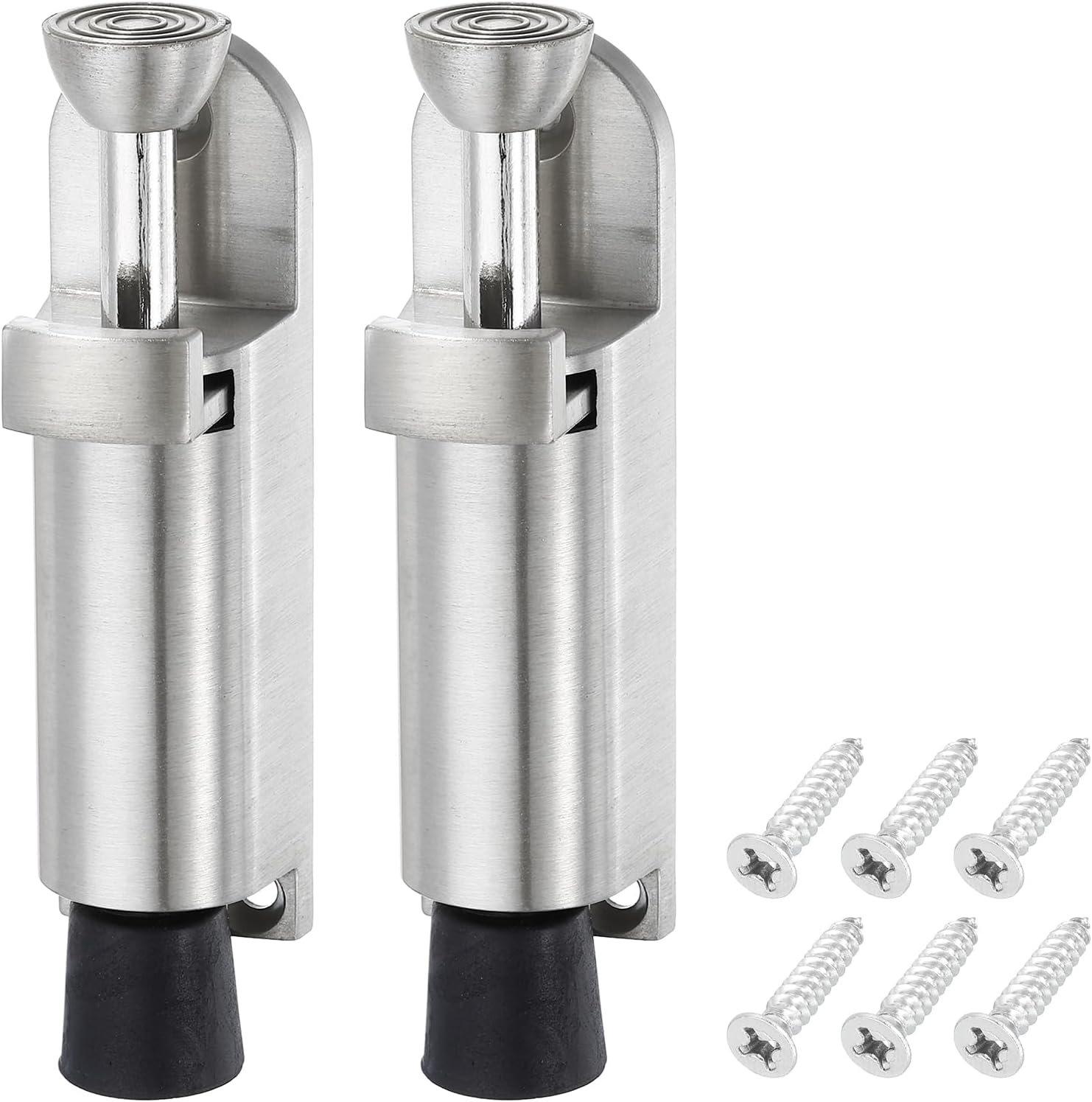 uxcell 2 Pack Kickdown Door Stop, Spring Loaded Telescopic Door Stopper ...