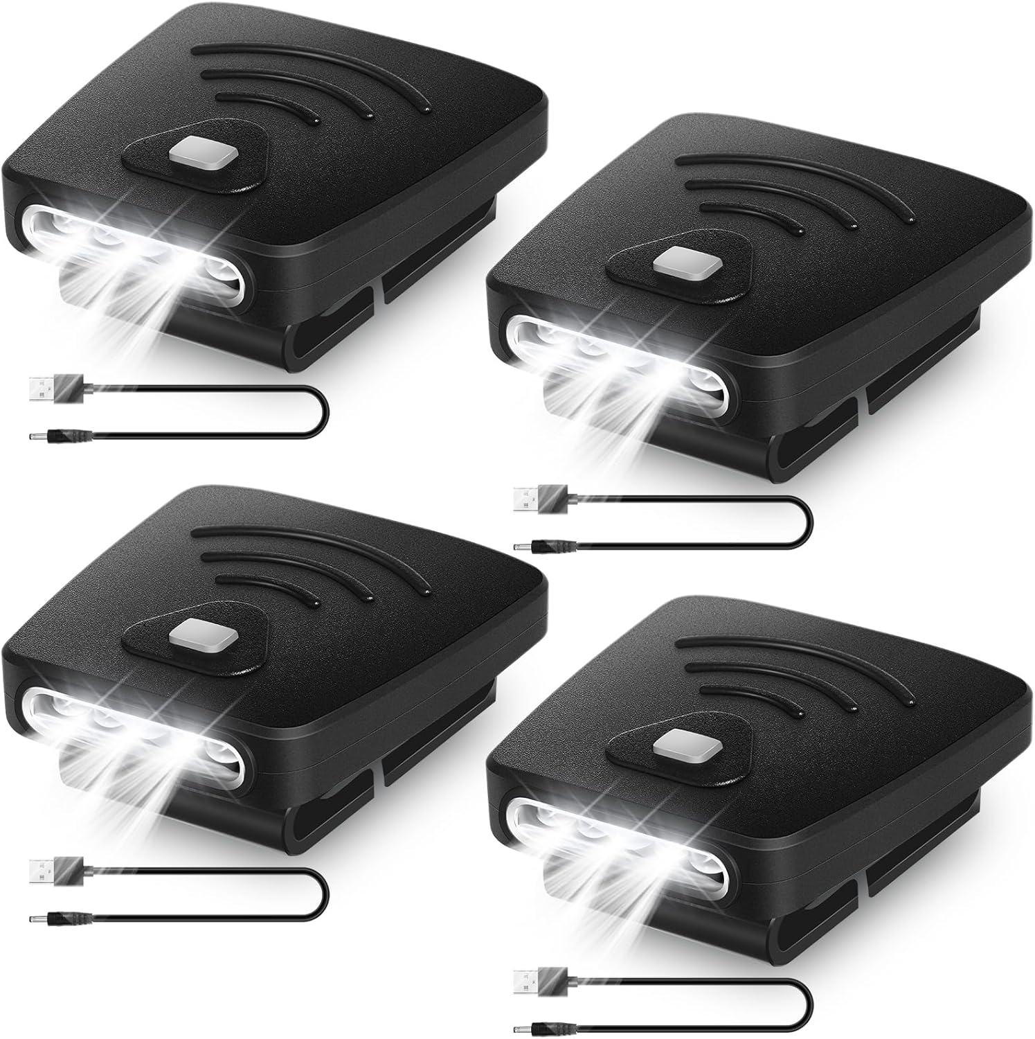 Amazon.com : Aurelema 4 Pcs LED Clip on Cap Lights USB Rechargeable Cap ...