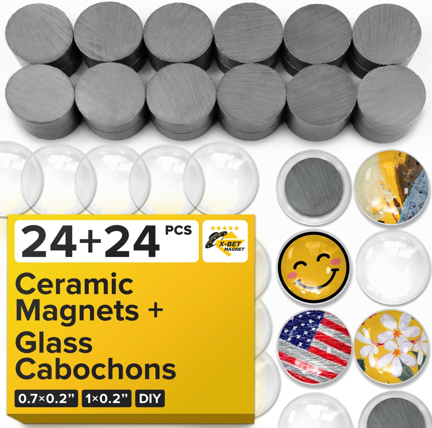 Ceramic Magnets for Crafts with Transparent Glass Cabochons - Clear ...