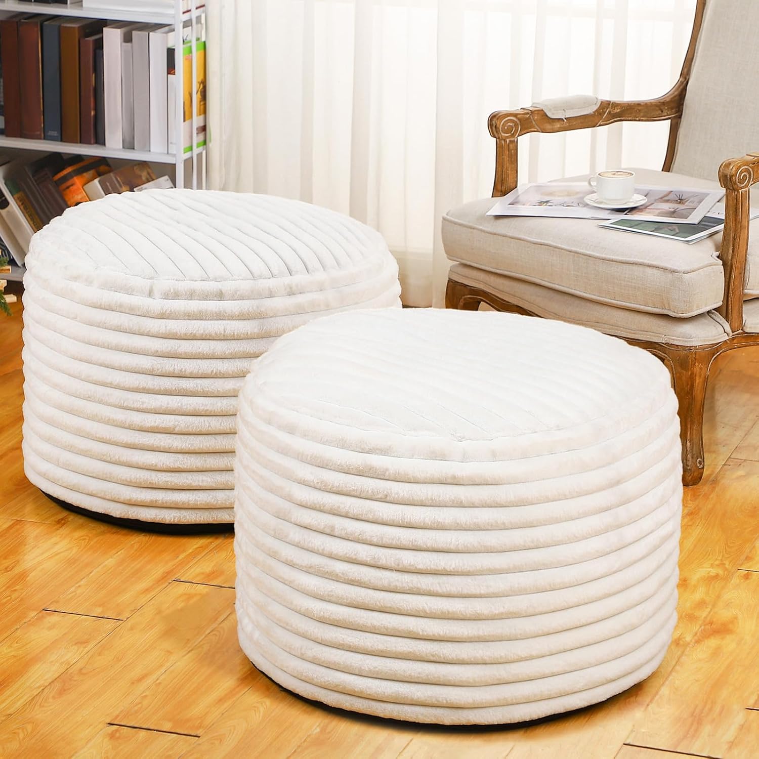 Amazon.com: Teenyyou 2 Pcs 26 x 18 Inch Unstuffed Pouf Cover Ottoman ...