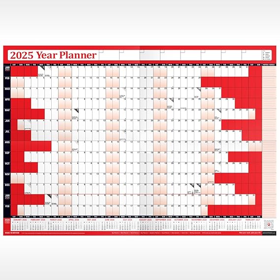 2025 Year Yearly Annual Office Home Wall Planner Calendar Chart Poster ...