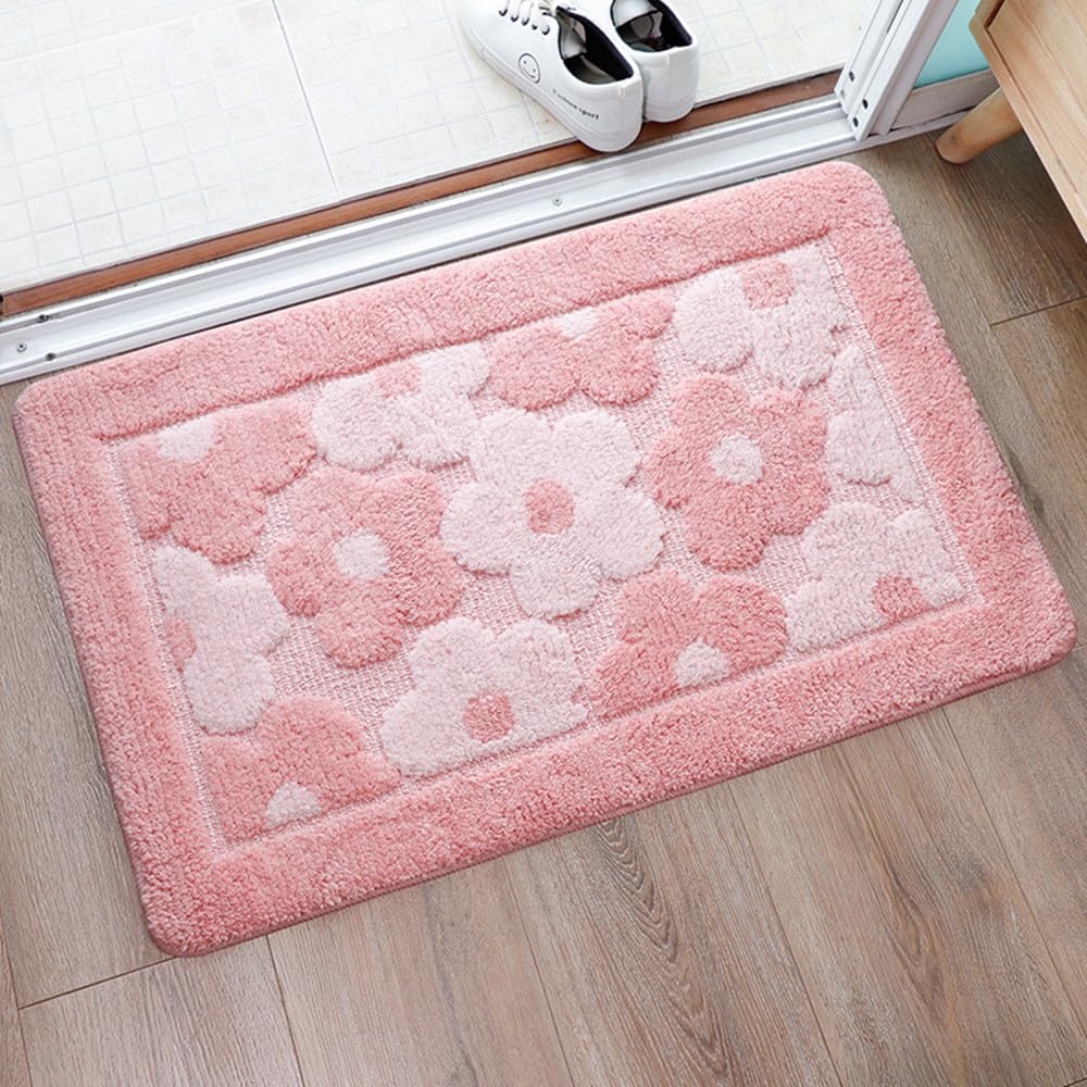 Amazon.com: XYRuiHang Pink Rug Cute 3D Pink Flower Bath Mats for ...