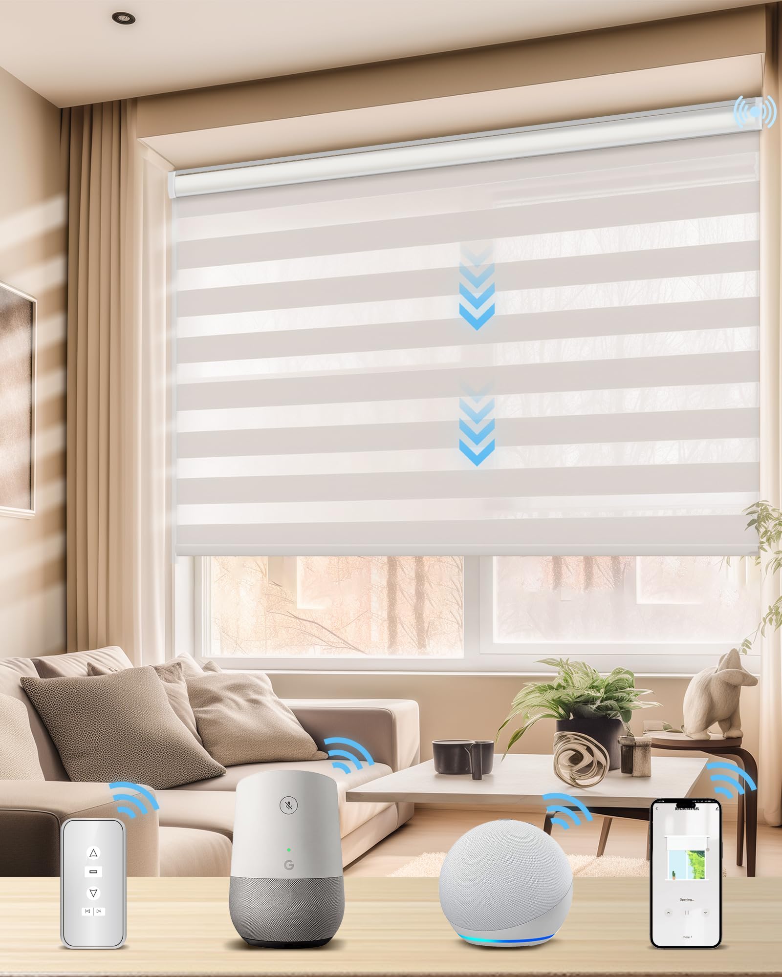 Amazon.com: JaeJaes Motorized Zebra Blinds for Windows Shades, Smart ...