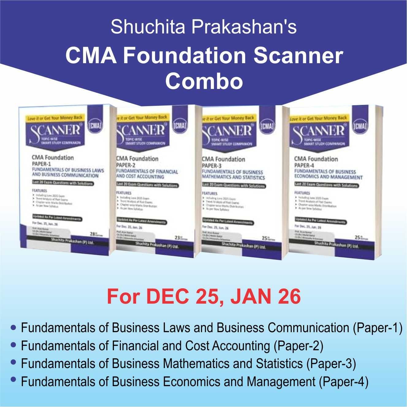 Buy CMA Foundation Scanner Combo, Paper-1 to Paper-4 Study Material for ...