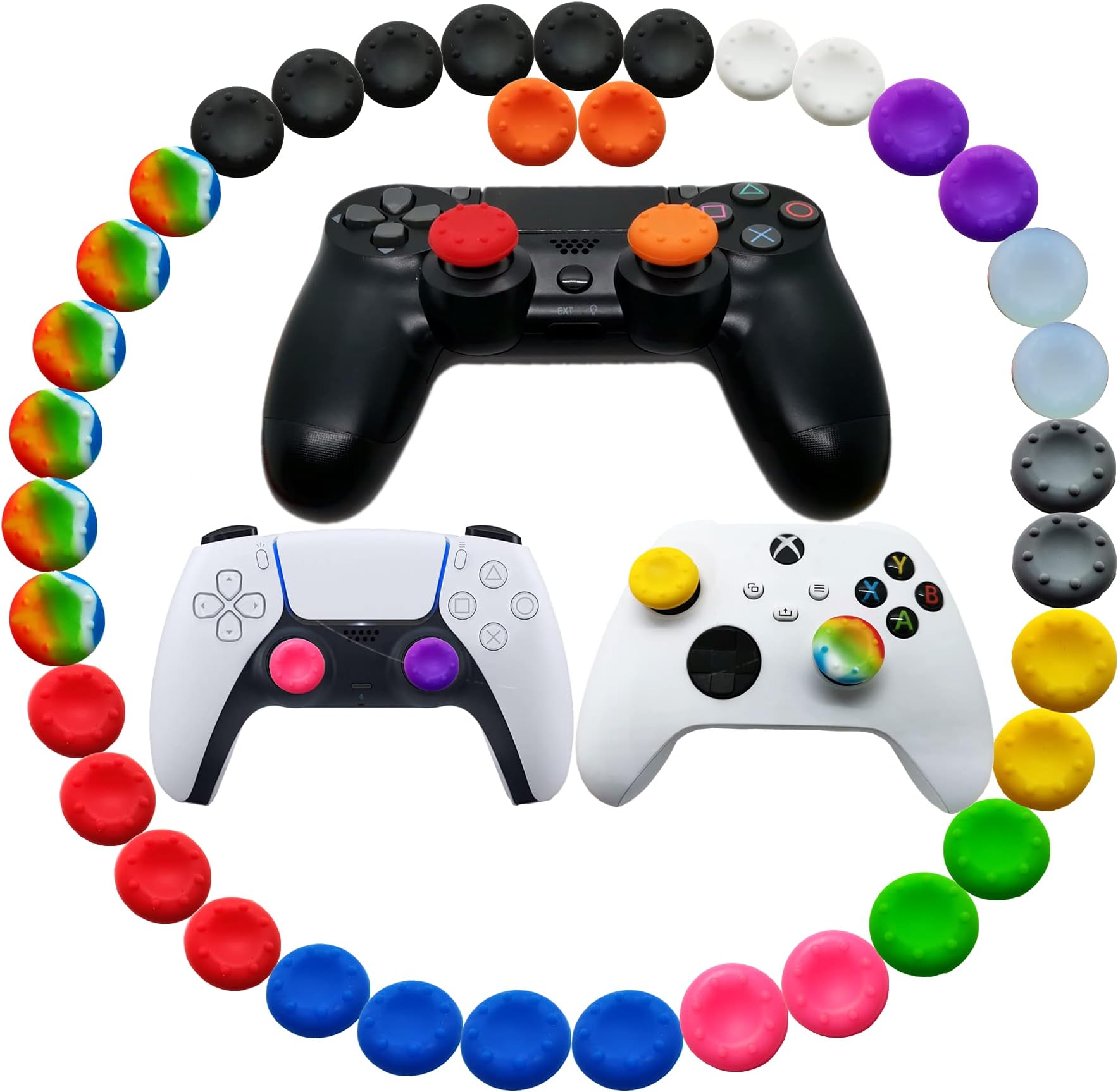 Amazon.com: 8 Pcs Thumb Grip Covers, Thumb Stick Caps for PS5, PS2, PS3 ...
