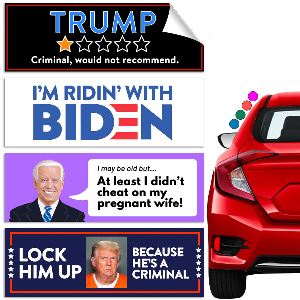 Amazon.com: Rio Salto 4-Pack Funny Political Stickers, Fun Prank, Joe ...