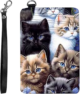 Amazon.com: DIGTIALL Cute Cat Slim RFID Blocking Card Holder Small ...