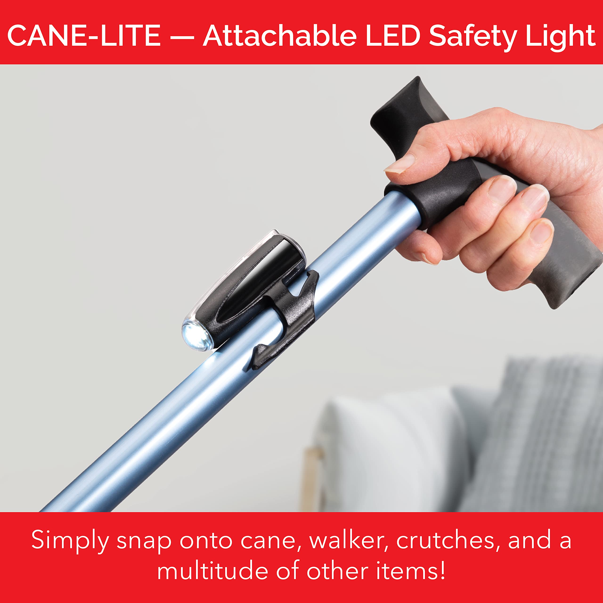 Cane Lite LED Walking Safety Light | 100 Lumen Clip-On Night LED ...