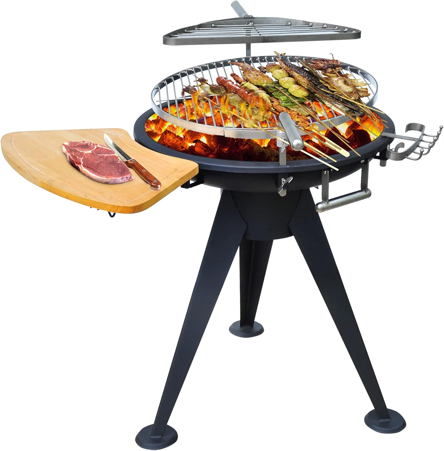 Outsunny Outdoor Garden Patio Adjustable Barbecue Double Grill Charcoal ...