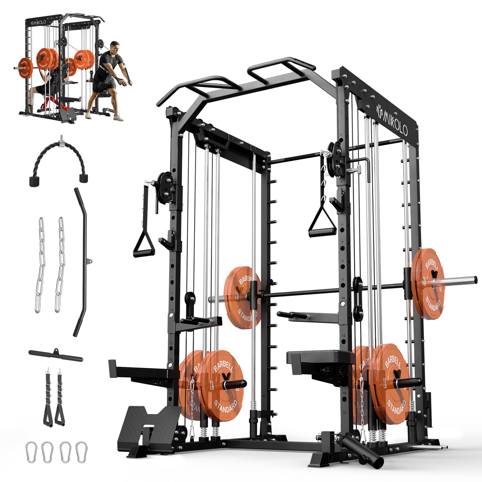 Amazon.com : GMWD SmithΔ Machine Power Cage, 2500LBS Power Rack with ...